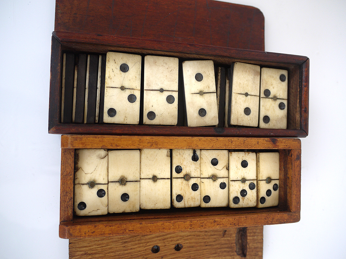 Two antique ebony & ivory domino sets in Wooden Boxes 19th century | eBay