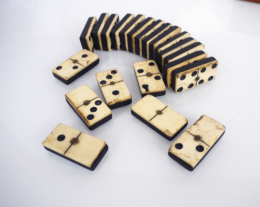 Two antique ebony & ivory domino sets in Wooden Boxes 19th century | eBay